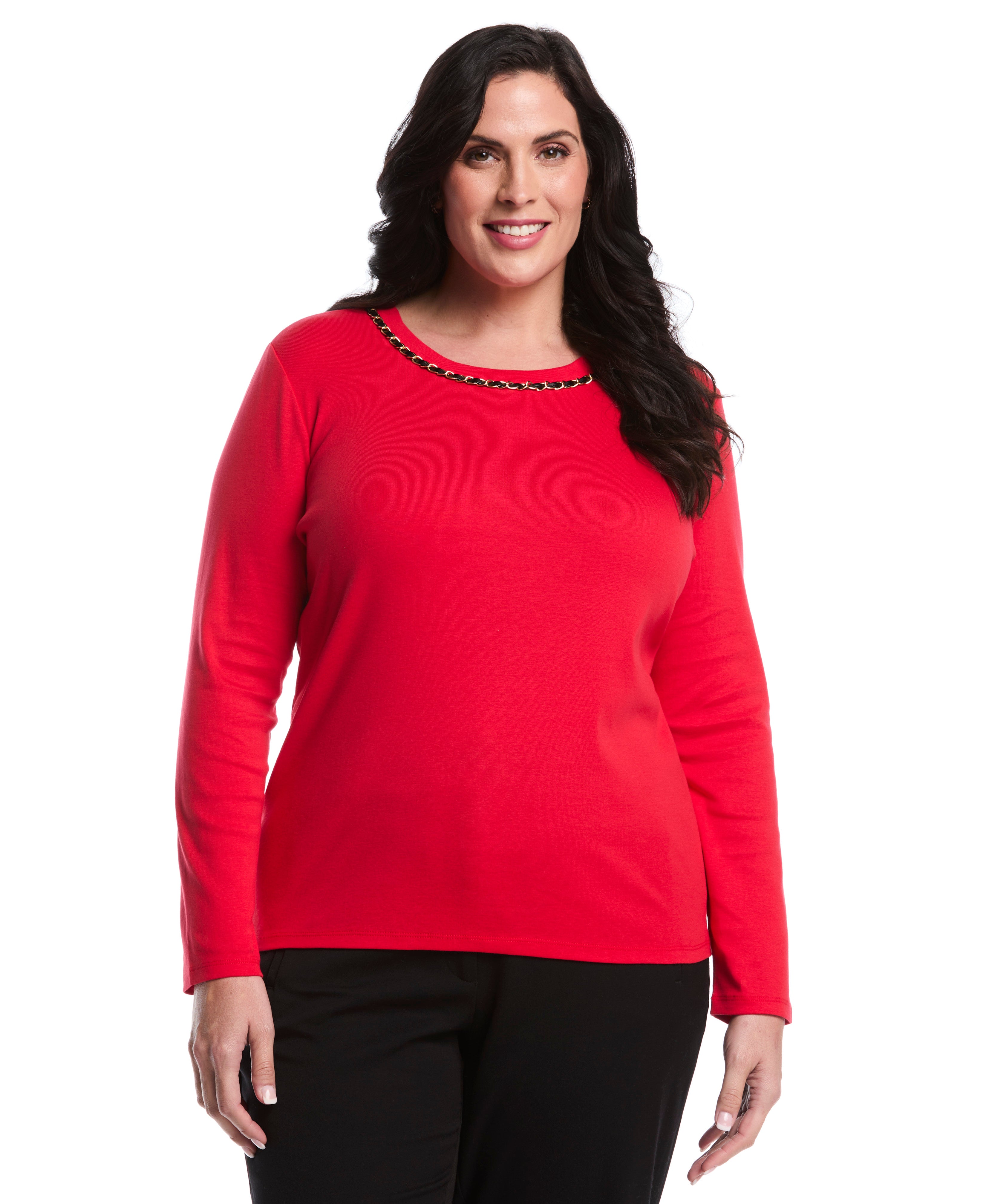Plus Size Chain Neck Detail Top – Rafaella