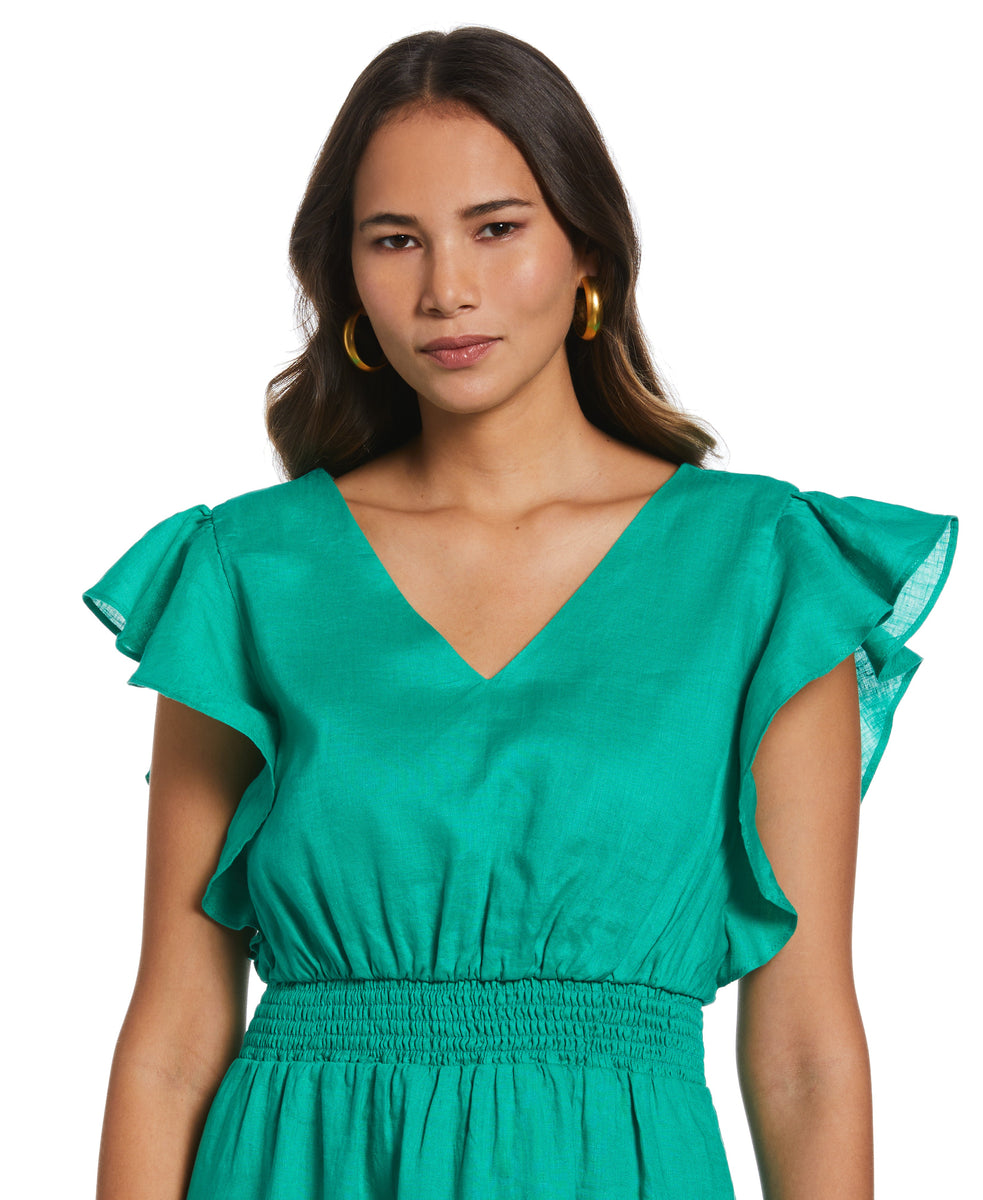 Women's Double V Neck Ruffle Dress | Rafaella