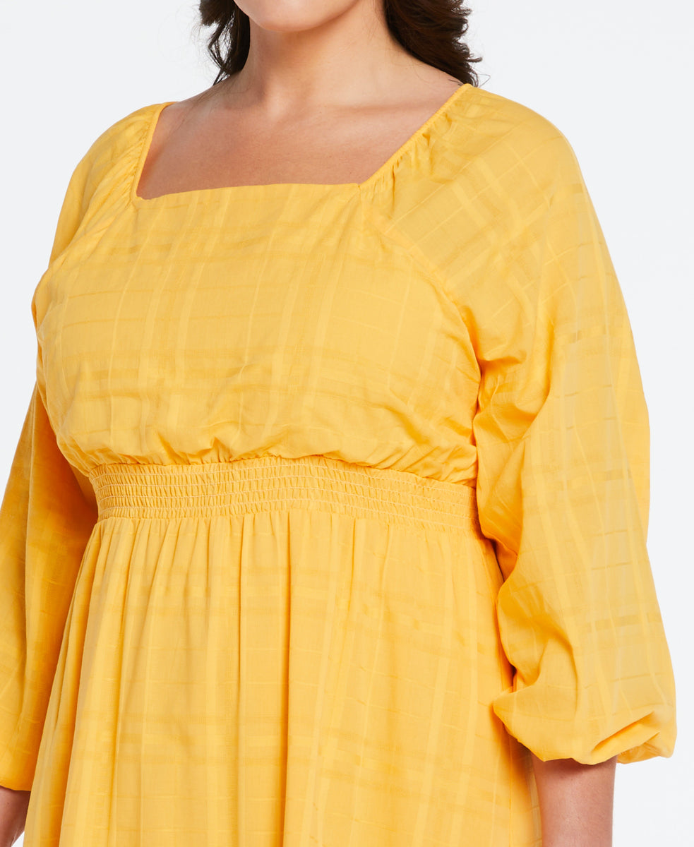 Plus Size Puff Sleeve Dress - 100% Cotton | Rafaella